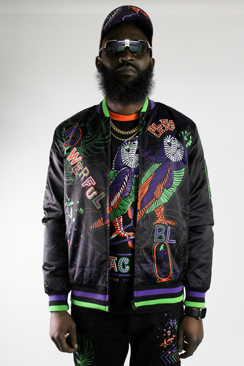 Wisdom And Legacy Satin Embroidered Jacket | Blac Leaf